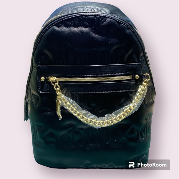 Bags | Black Friday Quilted Black Juicy Puff Backpack With Gold Chain ...